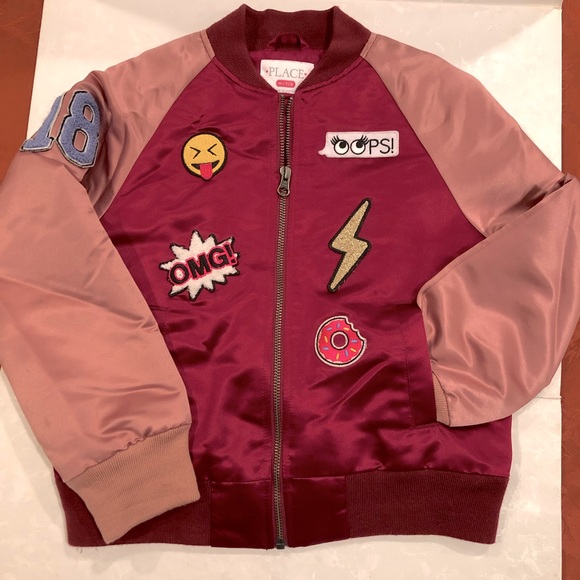 The Children's Place | Jackets & Coats | Girls Emoji Patch Bomber ...